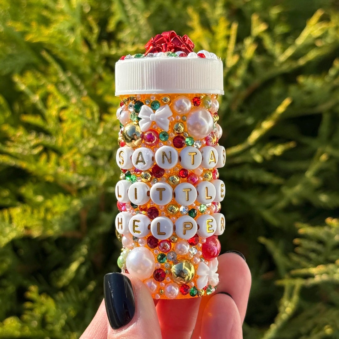 Santa’s Little Helper | Christmas Bedazzled Pill Bottle (29.5 Ml) - Etsy