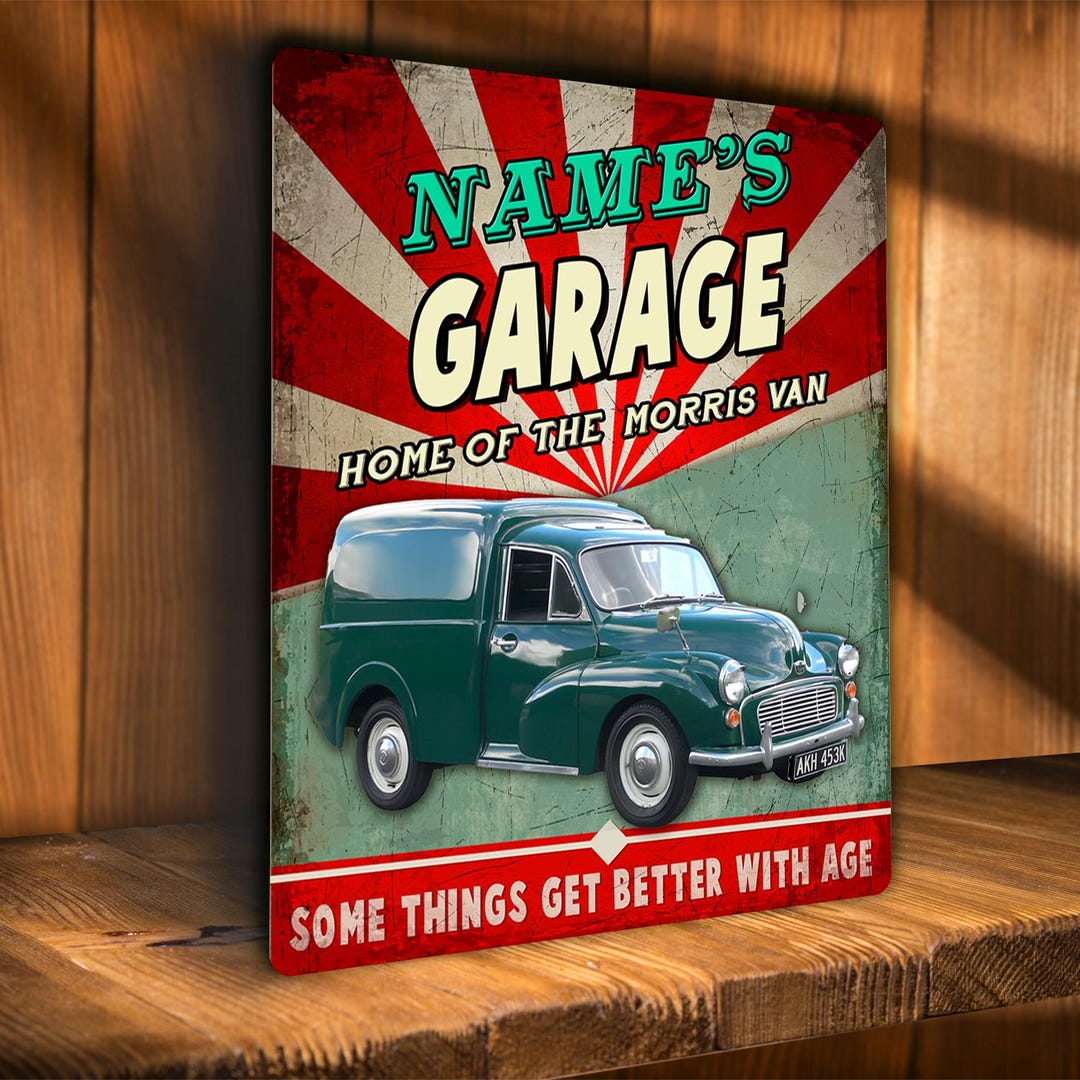 Personalised Morris Van Metal Wall Sign Car Custom Name Garage Plaque ...