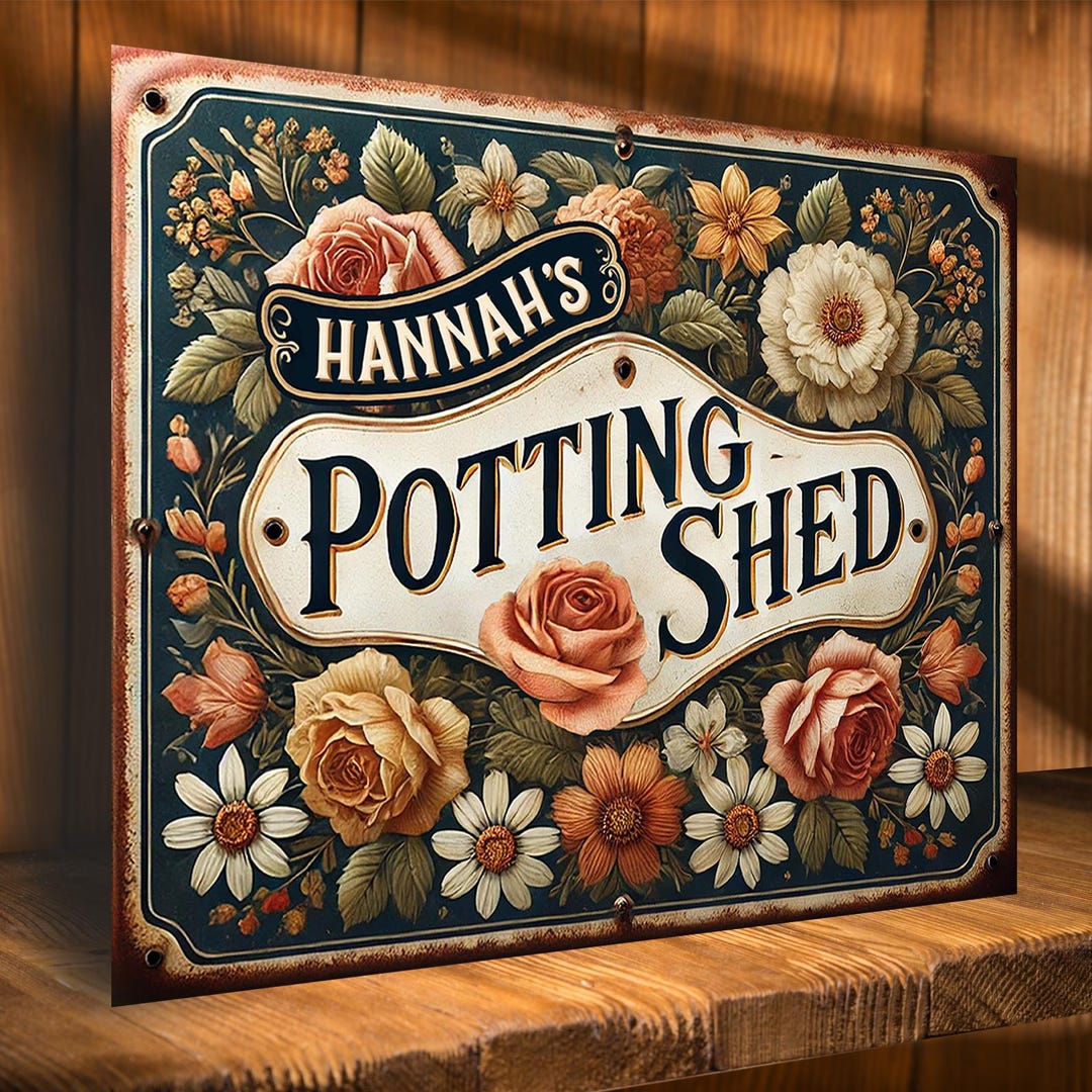 Personalised Potting Shed Metal Wall Sign Custom Gardening Allotment ...