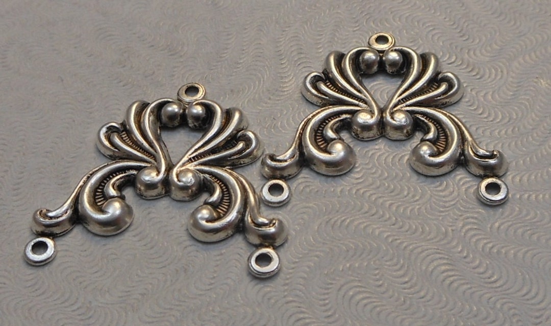 Sterling Silver Plated Brass Filigree Stampings 3-way - Etsy