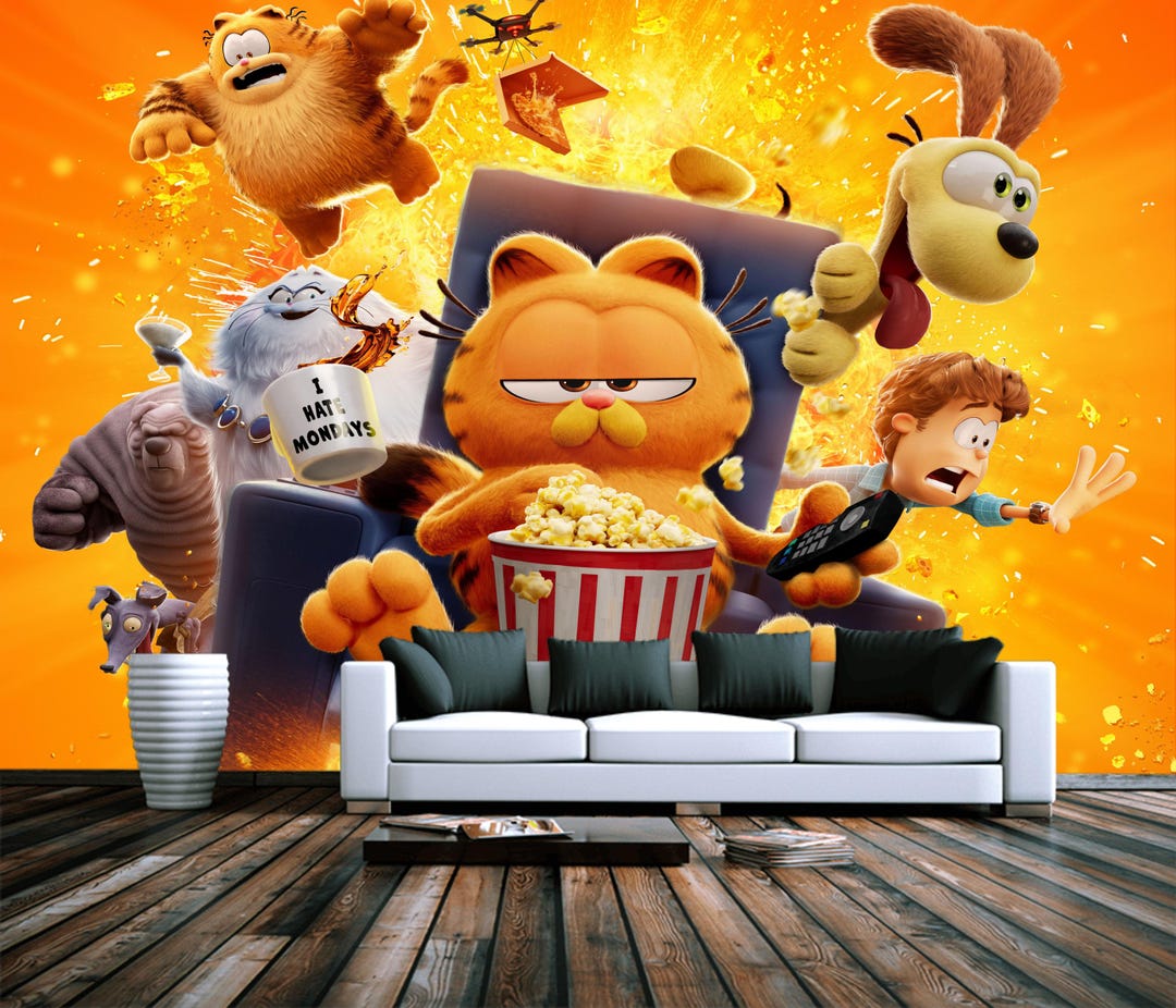 Garfield Wallpaper - Peel & Stick Cartoon Wall Decor - Etsy
