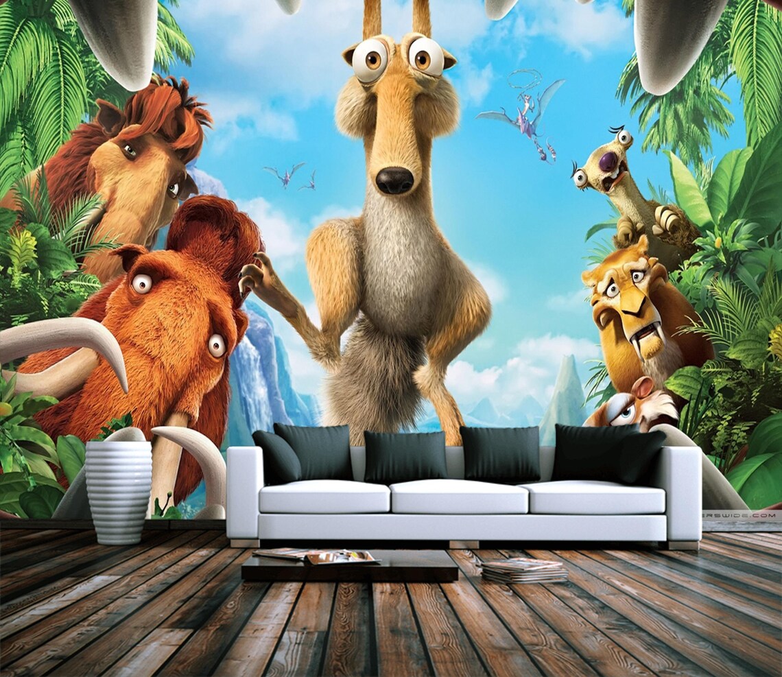 Ice Age Kids Room Wallpaper: Scrat Animation, Peel & Stick - Etsy