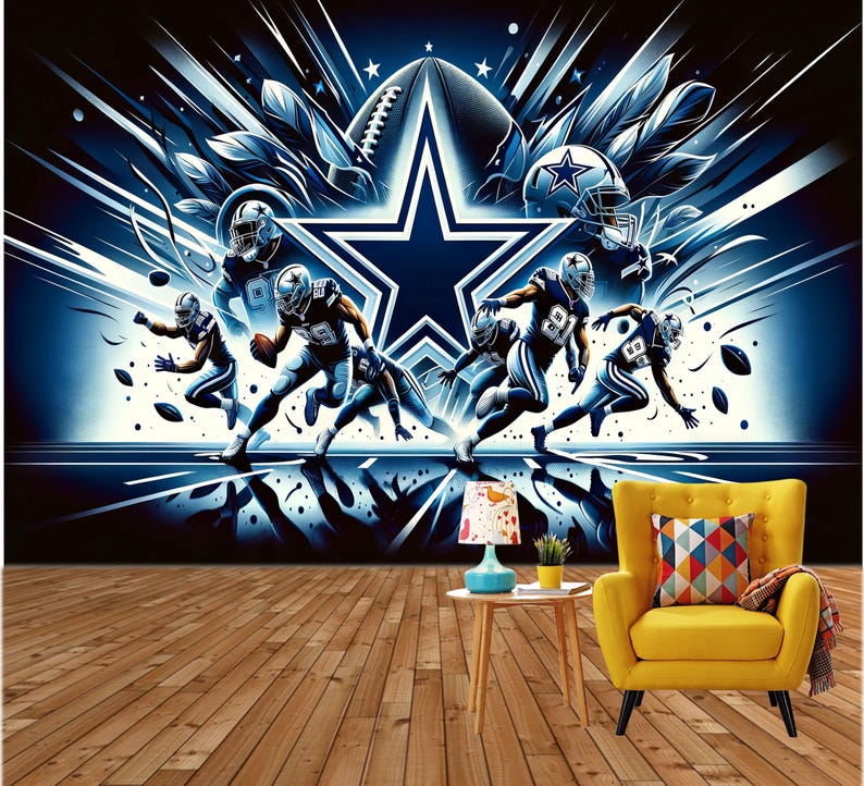 Dallas Cowboys Football Canvas Wallpaper: Football Helmet Peel & Stick ...
