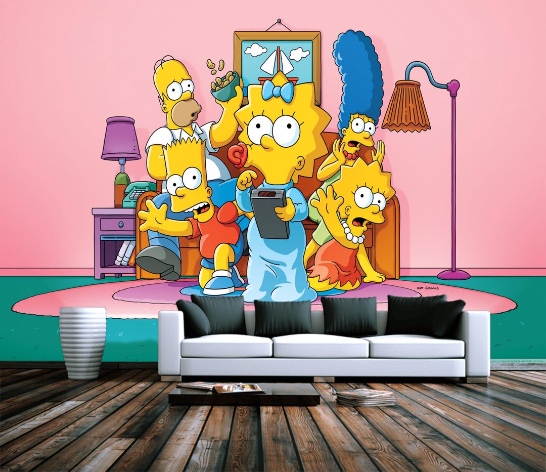Simpsons Family Peel & Stick Wallpaper: Cartoon Room Decor - Etsy