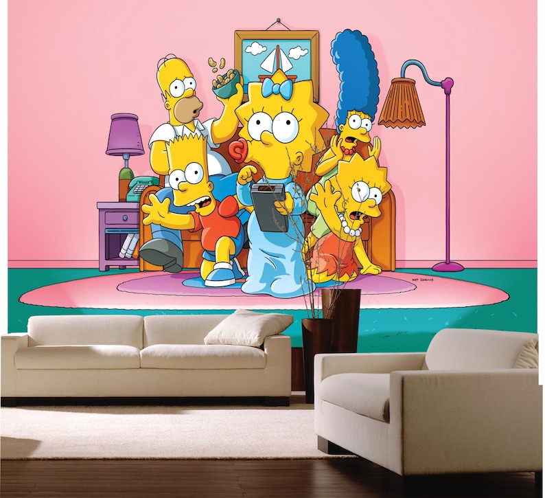 Simpsons Family Peel & Stick Wallpaper: Cartoon Room Decor - Etsy