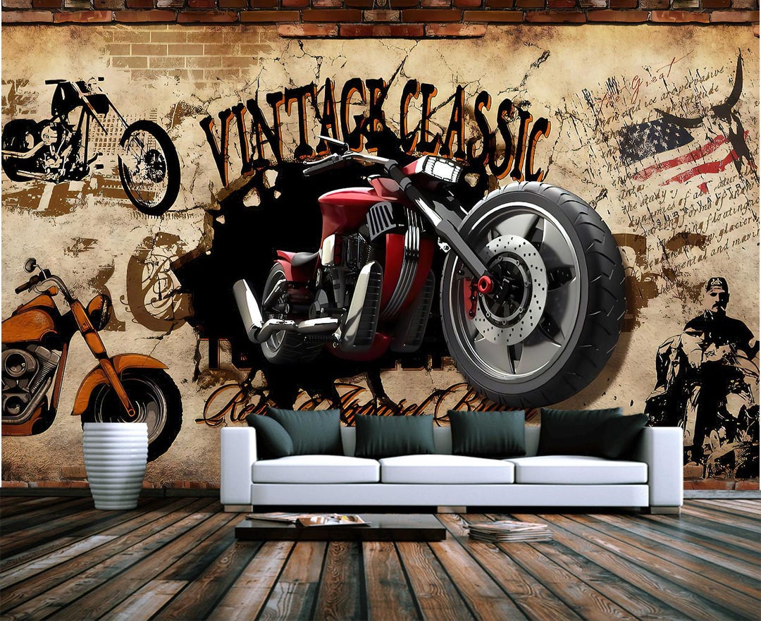 Vintage Motorcycle Wallpaper: Classic Racing Peel & Stick - Etsy