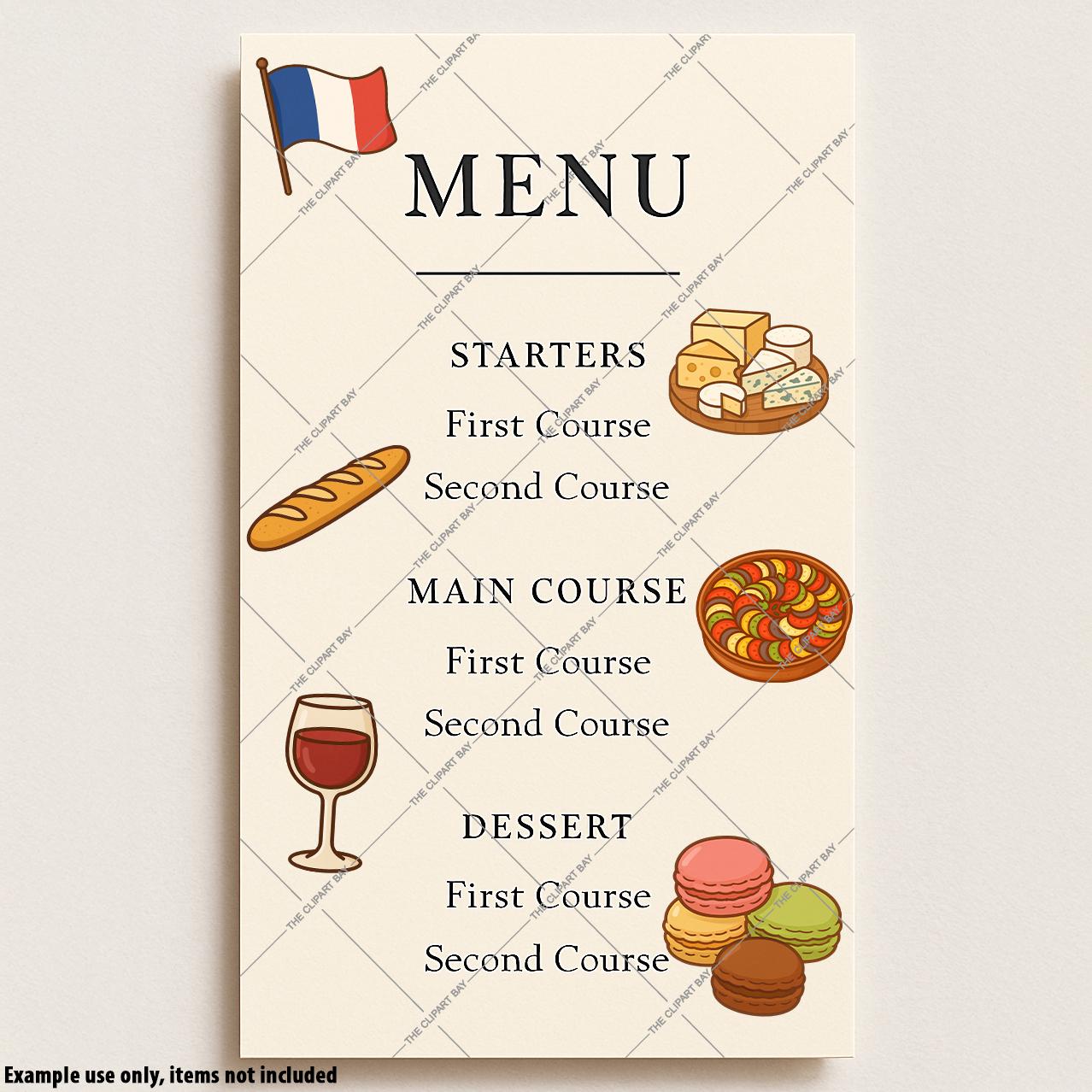 French Food Clipart Pack – 25 Transparent PNG – French Cuisine ...