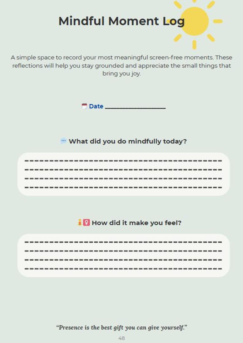 30-day Digital Detox Planner | Mindfulness Challenge, Digital Habit ...