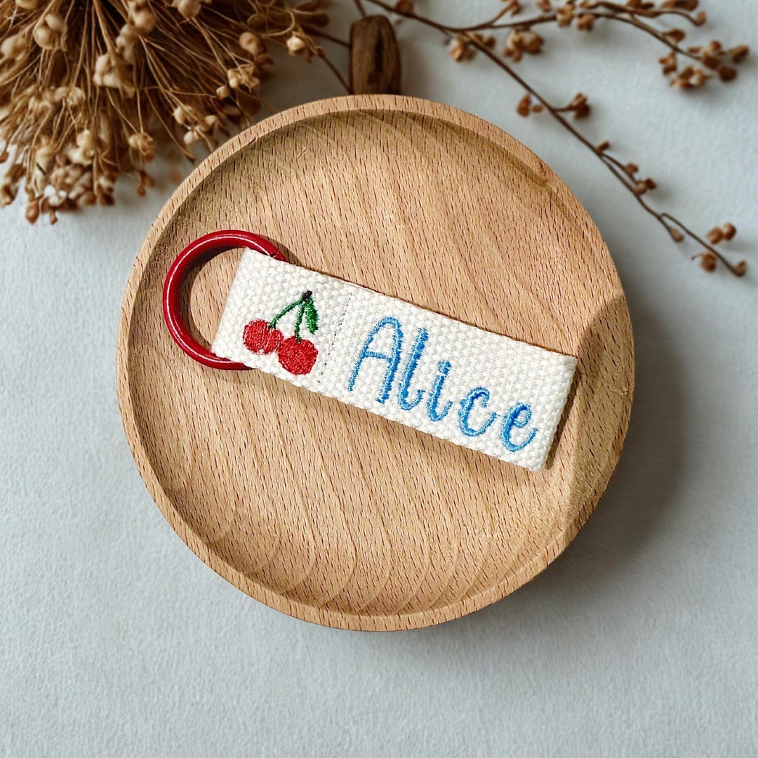 Personalized Embroidered Fruit Name Tag – Custom Backpack Tag for Kids ...