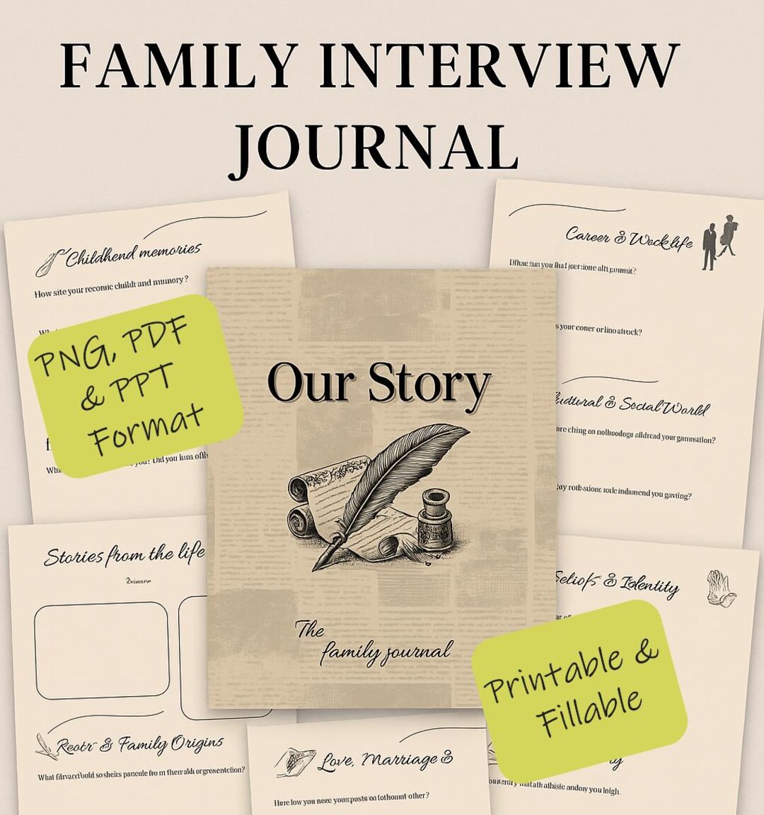 Family Interview Journal: Printable Genealogy Keepsake, Vintage Design ...