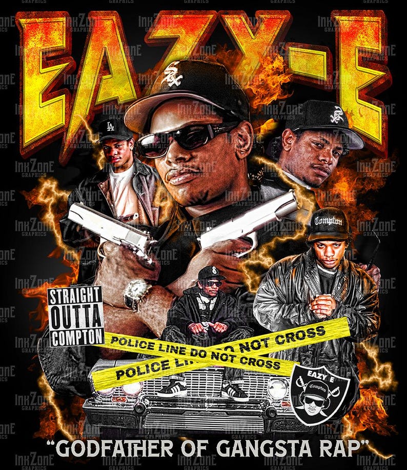 Eazy-e Custom Design Tees PNG | Retro Hip-hop Artwork | 13x15 in Front ...