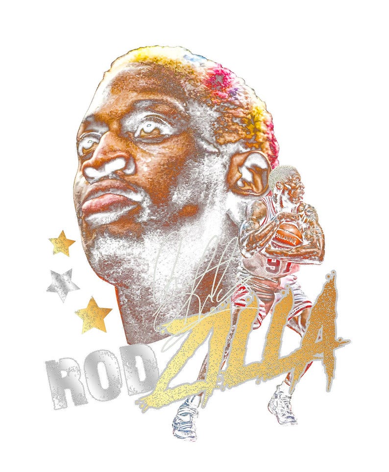 Dennis Rodman Custom Design Tee | Front & Back Design | 14x17in PNG ...