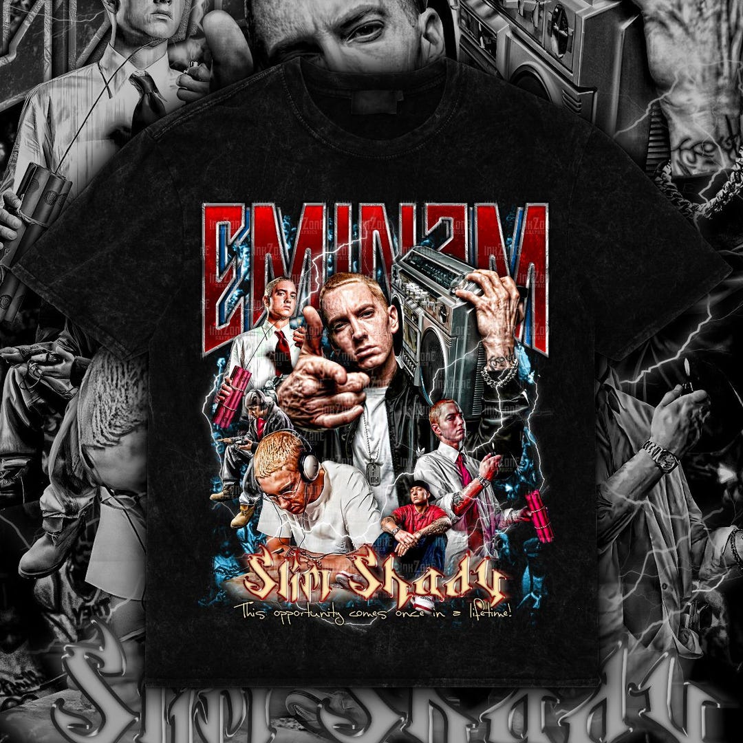 Eminem Custom PNG Design | Vintage Rap Tee Art | 13x15 in Front Design ...
