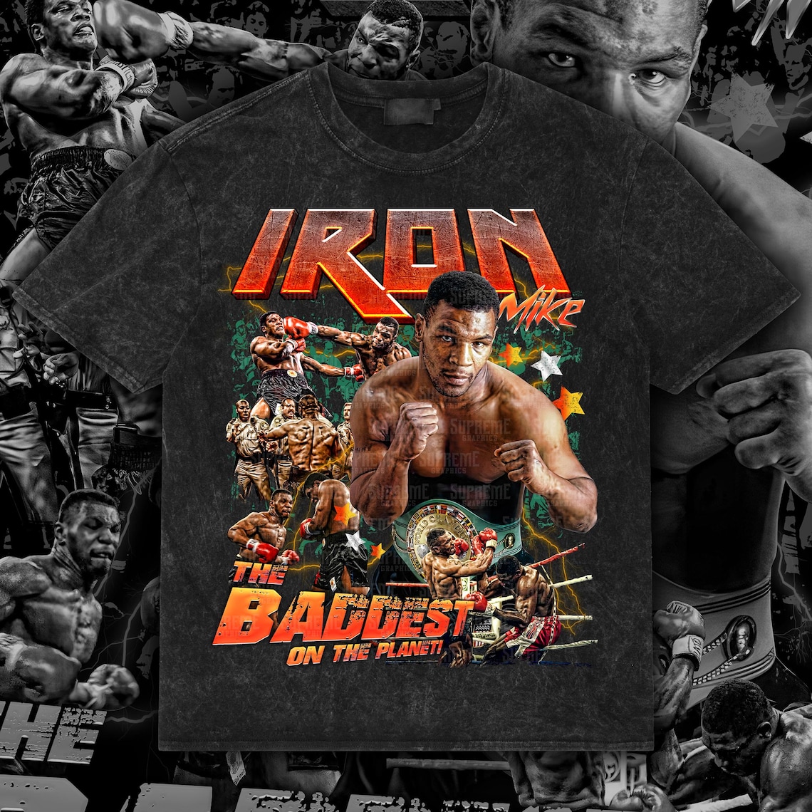 Mike Tyson Custom Design Tee | Retro Vintage Boxing Artwork | 14x17 ...