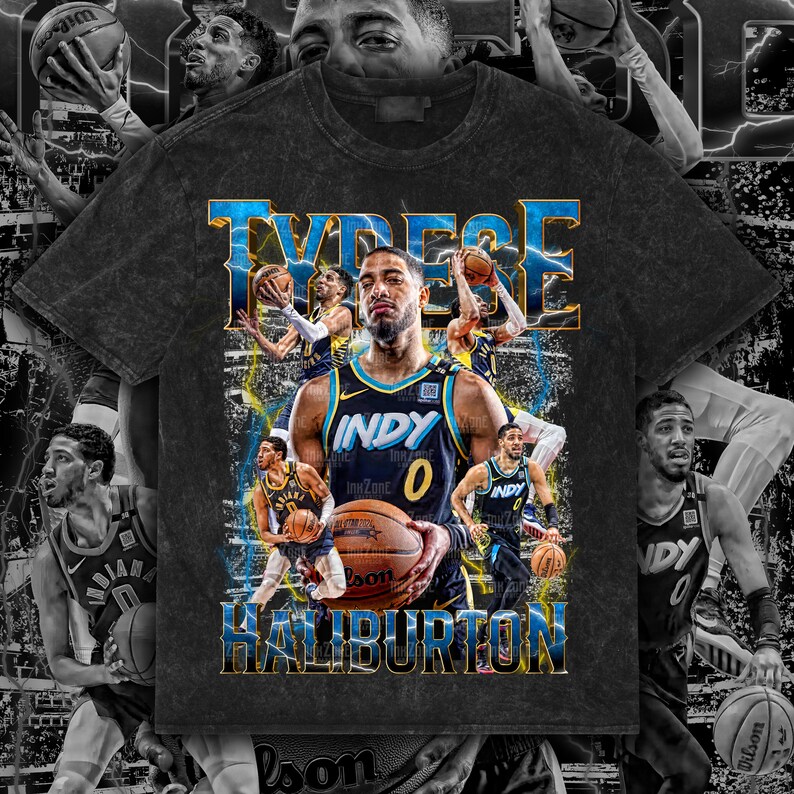 Tyrese Haliburton Custom Design PNG | Retro Vintage Front Artwork ...