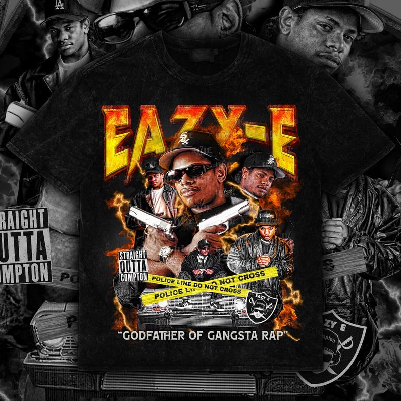 Eazy-e Custom Design Tees PNG | Retro Hip-hop Artwork | 13x15 in Front ...