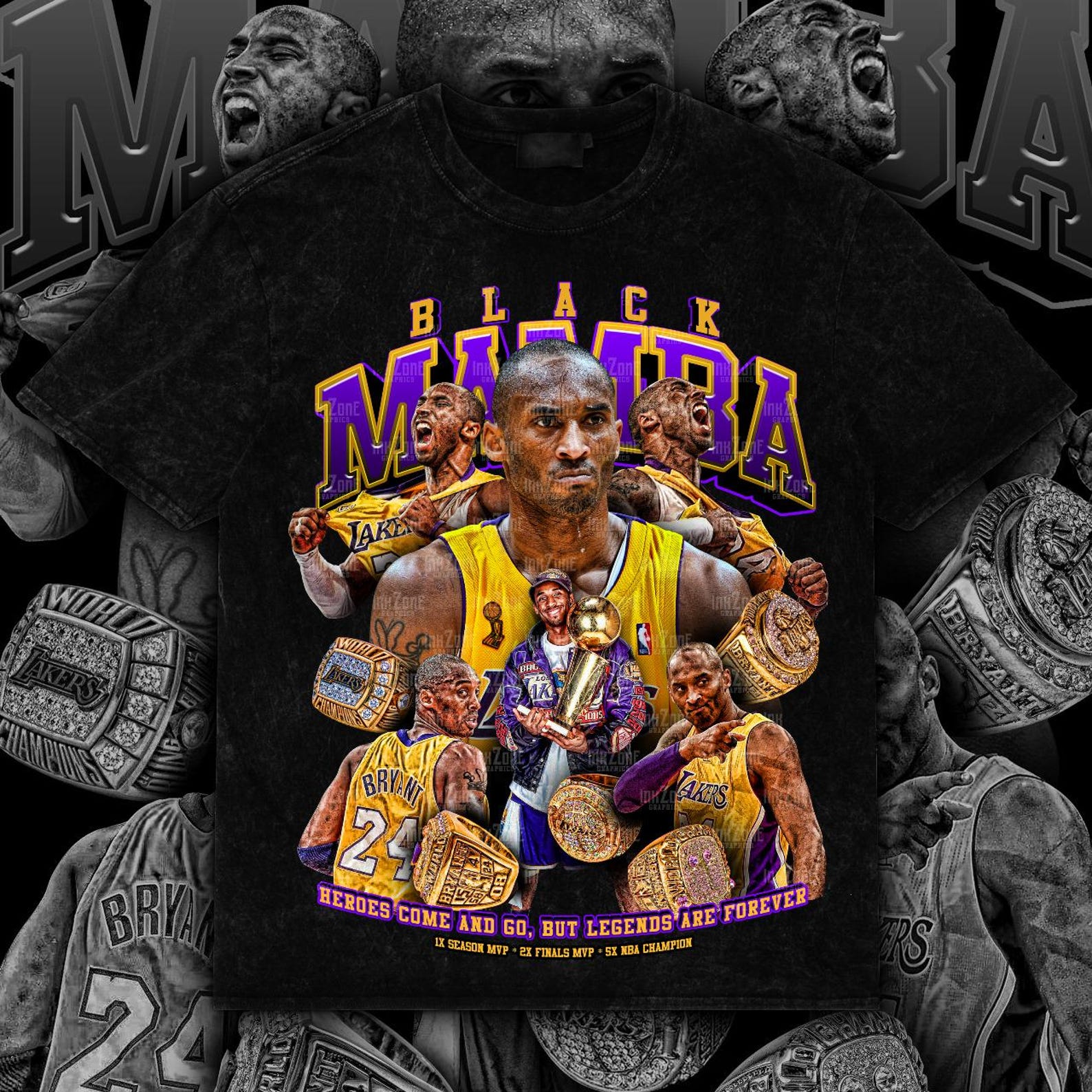 Kobe Bryant PNG Design – Retro Vintage Style | 13x15in Digital Download ...