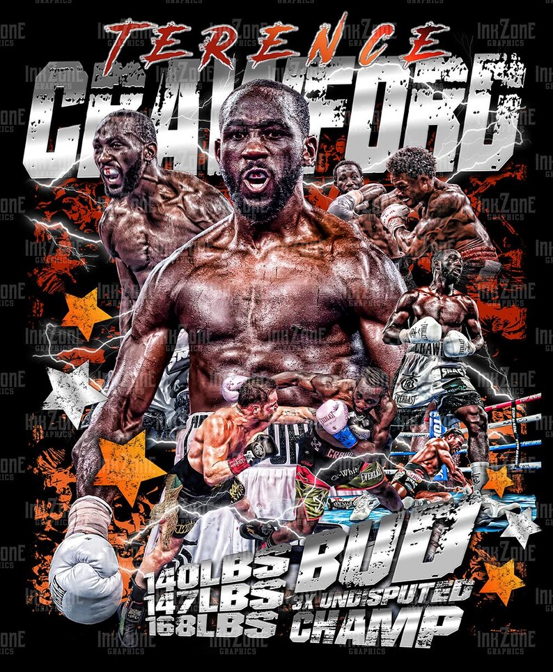 Terence Crawford PNG Design | Vintage | Retro Tee Art | 14x17 in Front ...