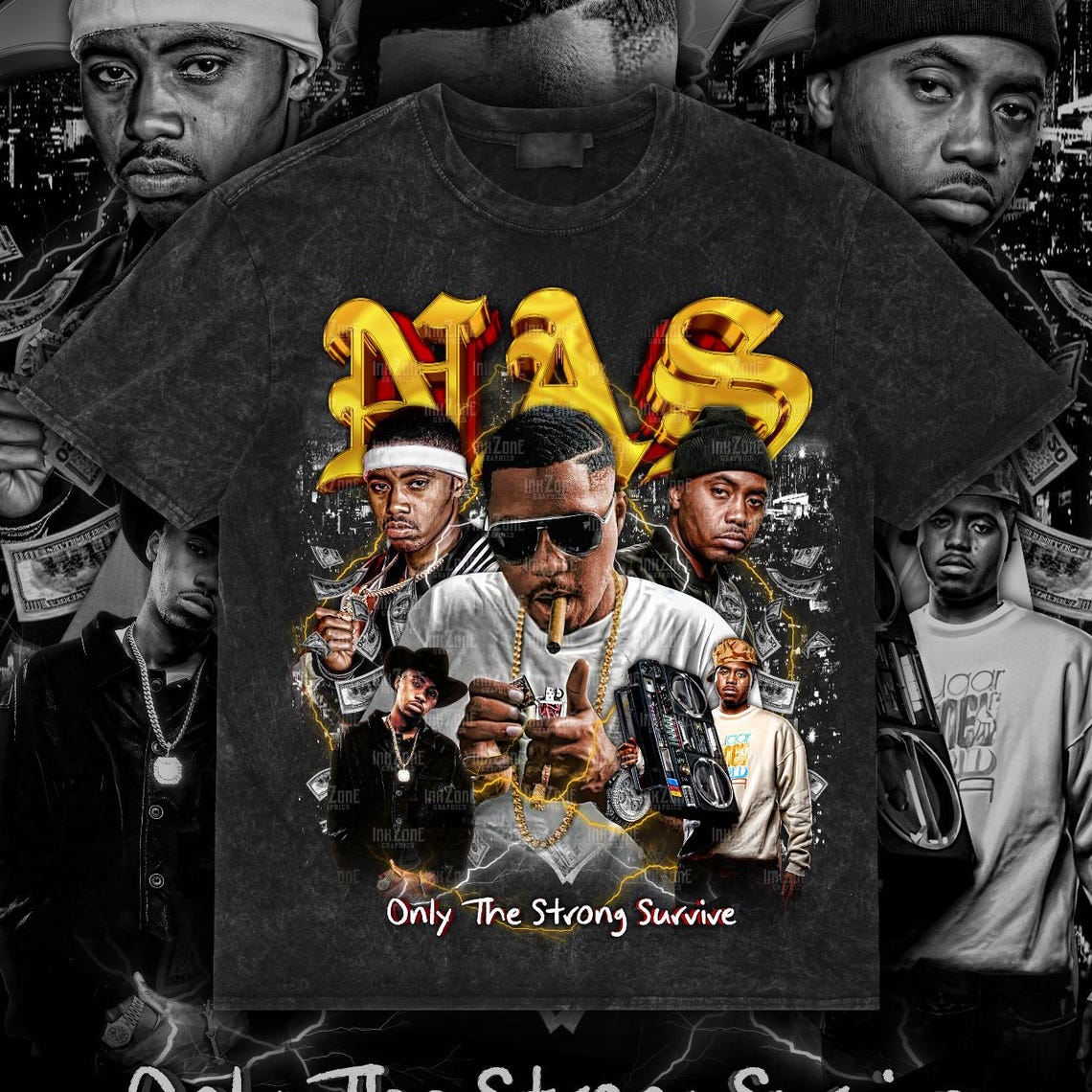 Nas PNG Design | Retro Vintage Hip-hop Tee Art | Front Design Only ...