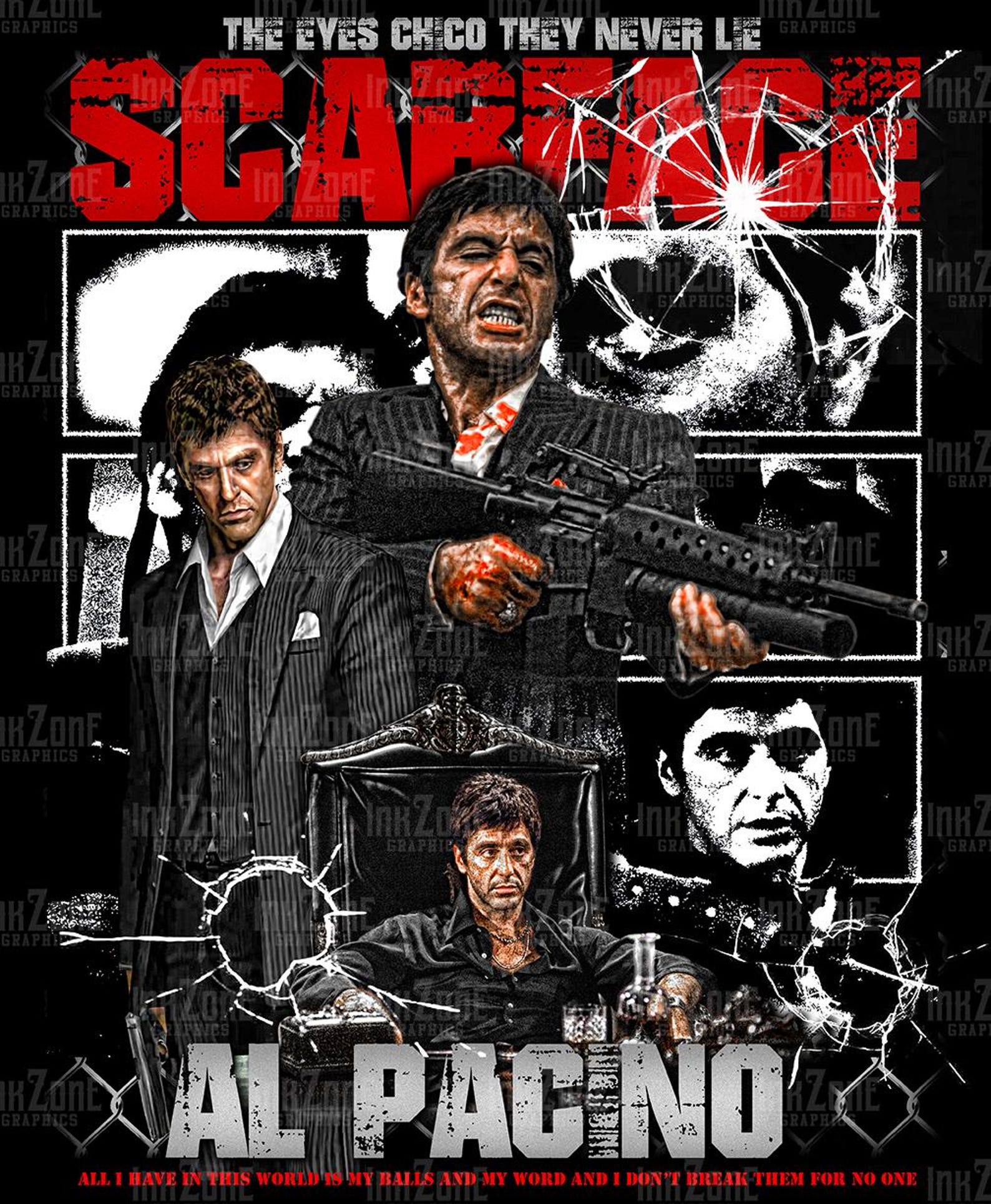 Scarface Custom Design Tee | Front Design Only | 14x17 in PNG Digital ...