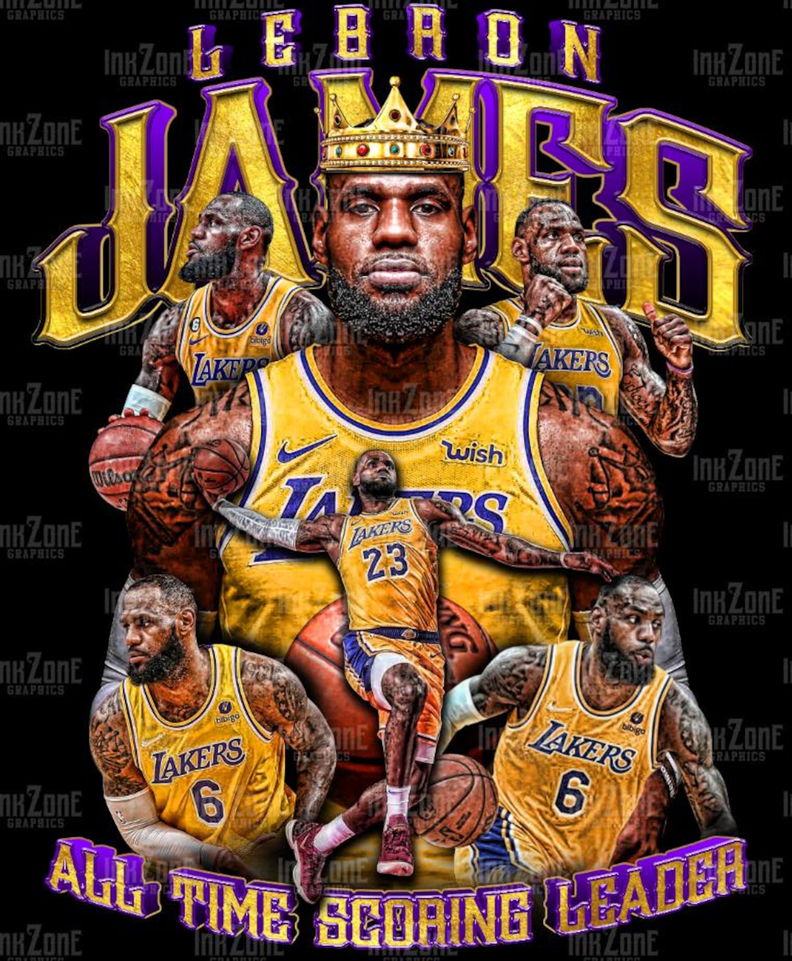 Lebron James PNG Design – Retro Vintage Style | 13x15in Digital ...