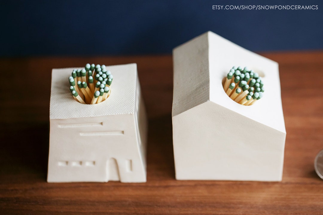 Small Ceramic House Match Striker - Unique Housewarming Gift / Candle ...