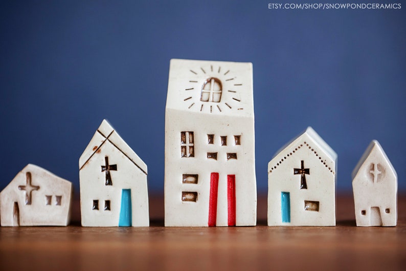 Tiny Ceramic Holiday Church Porcelain Chapel Minimalist - Etsy