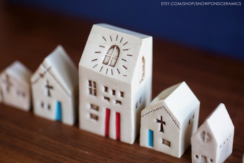Tiny Ceramic Holiday Church Porcelain Chapel Minimalist - Etsy