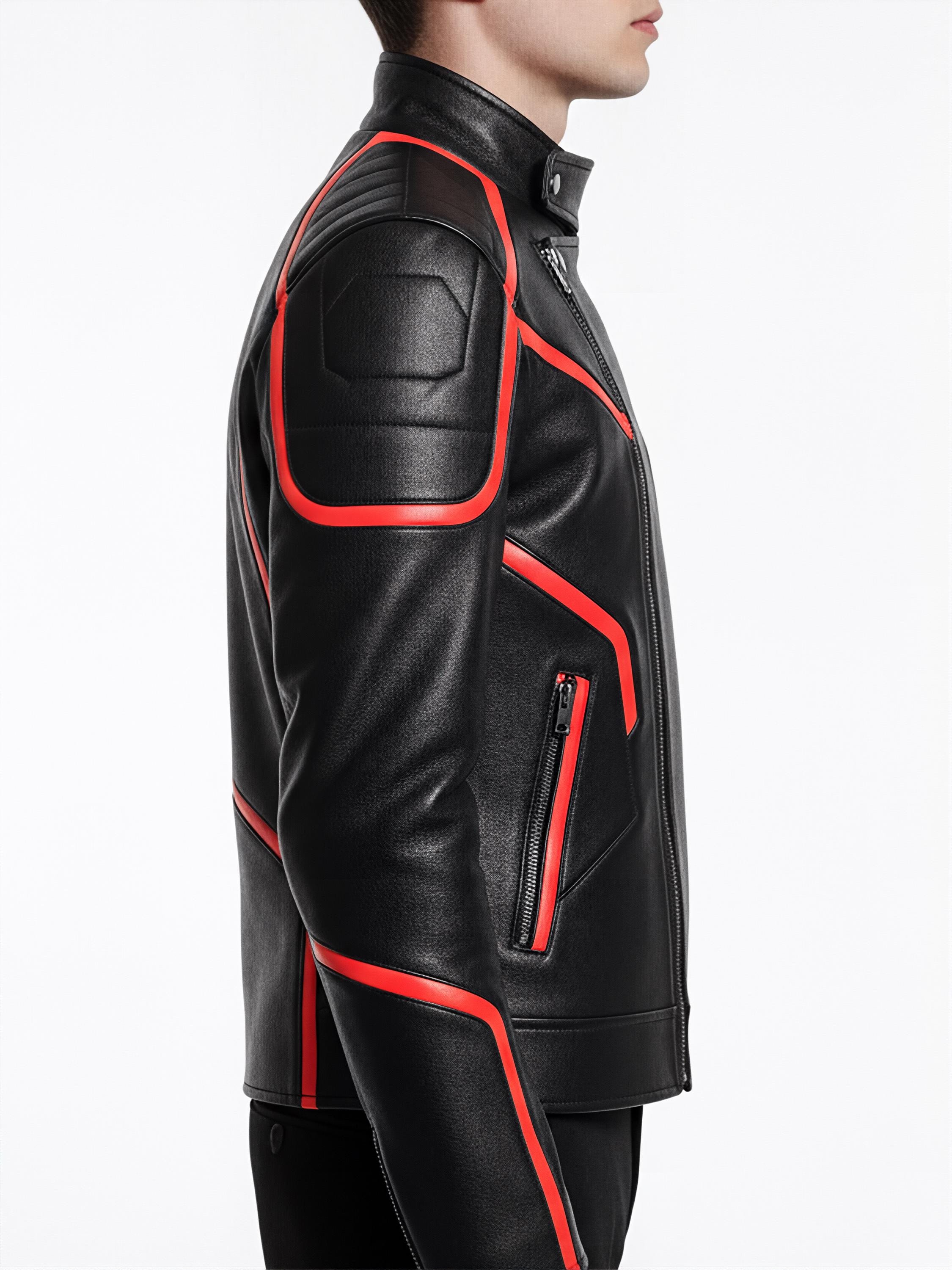 Tron Legacy Style Reflective Lines Leather Jacket - Tron Ares Cosplay ...