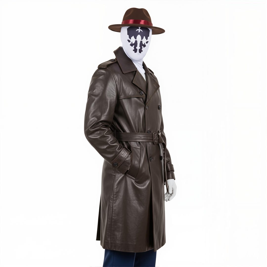 Abrigo de cuero marrón de Rorschach de Watchmen - Abrigo de cosplay de ...