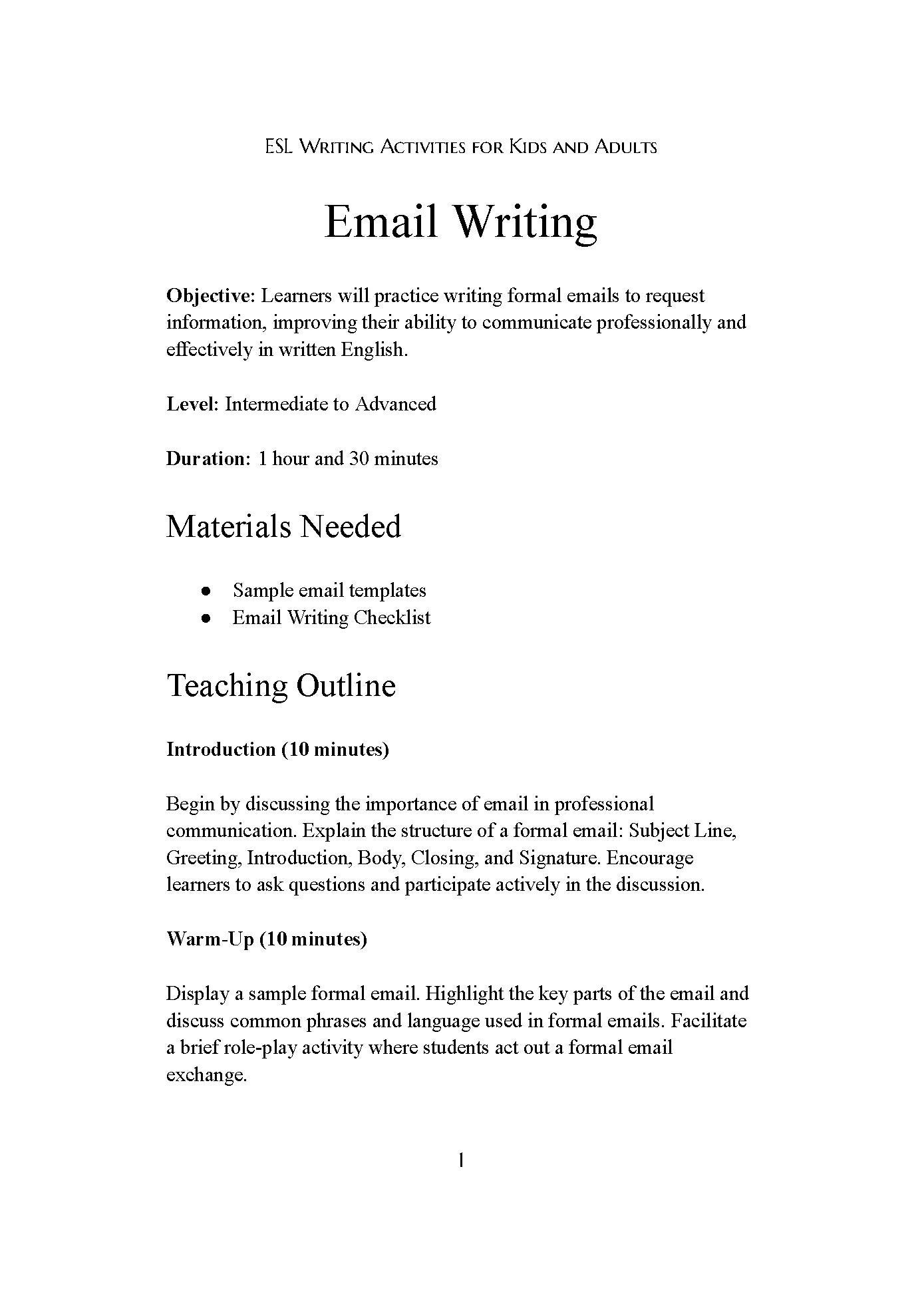 ESL Writing Activities: 50 Engaging Exercises for English Learners (PDF ...