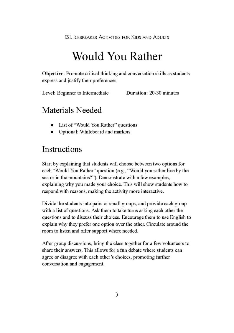 ESL Icebreaker Activities for Kids and Adults: 100 Fun Icebreaker Games ...