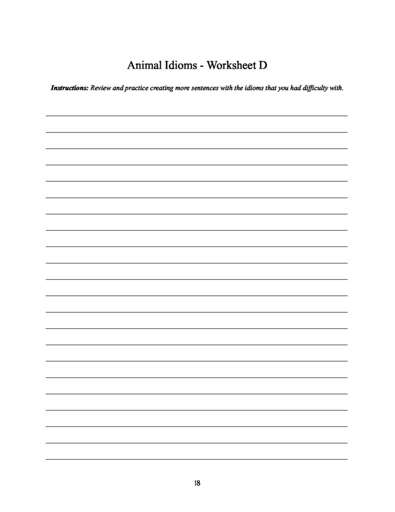 ESL Idioms & Worksheets: English Idioms for Language Learners (PDF ...