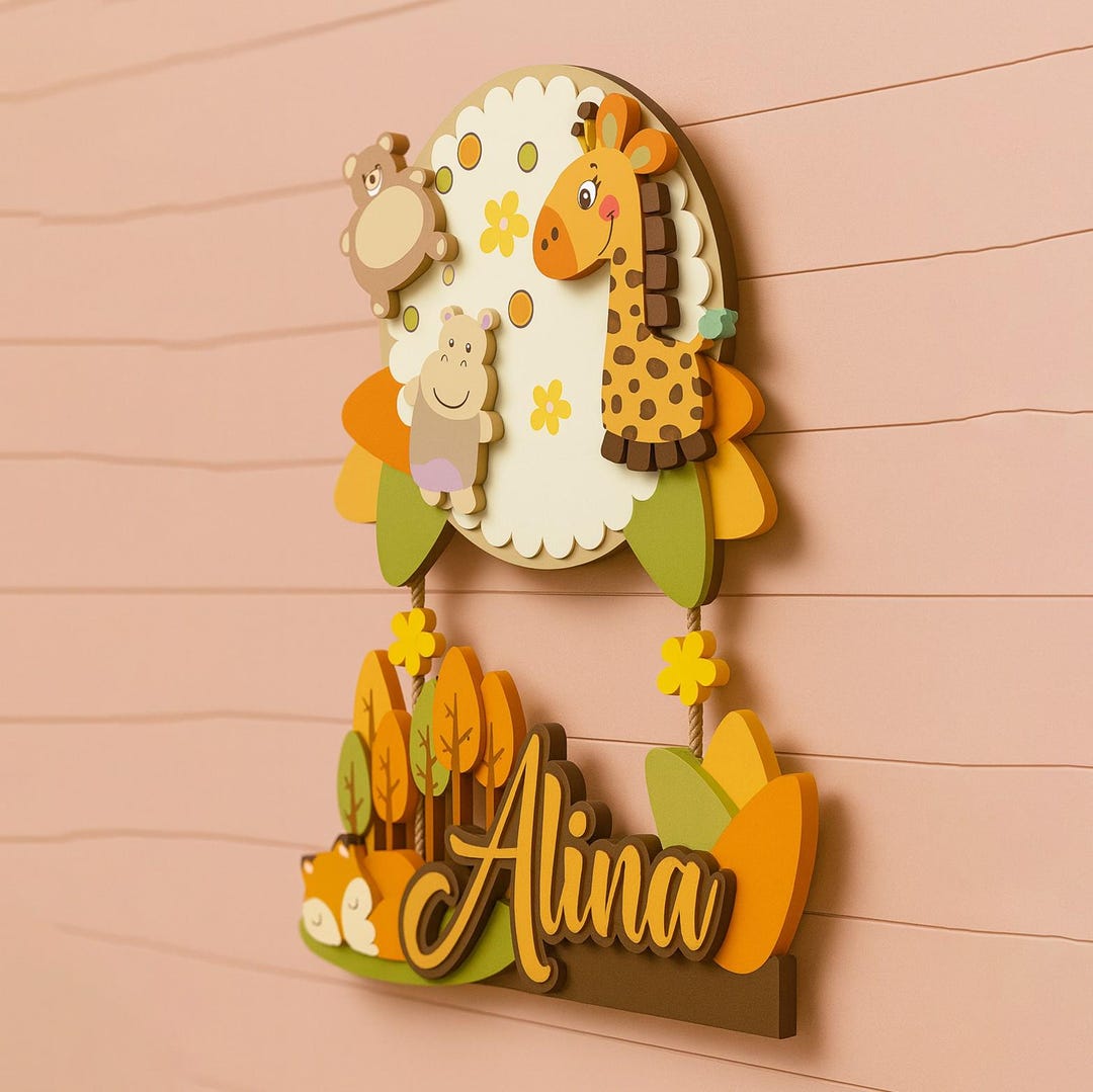 Safari Animal 3D Name Sign – Personalized Nursery Wall Decor - Etsy