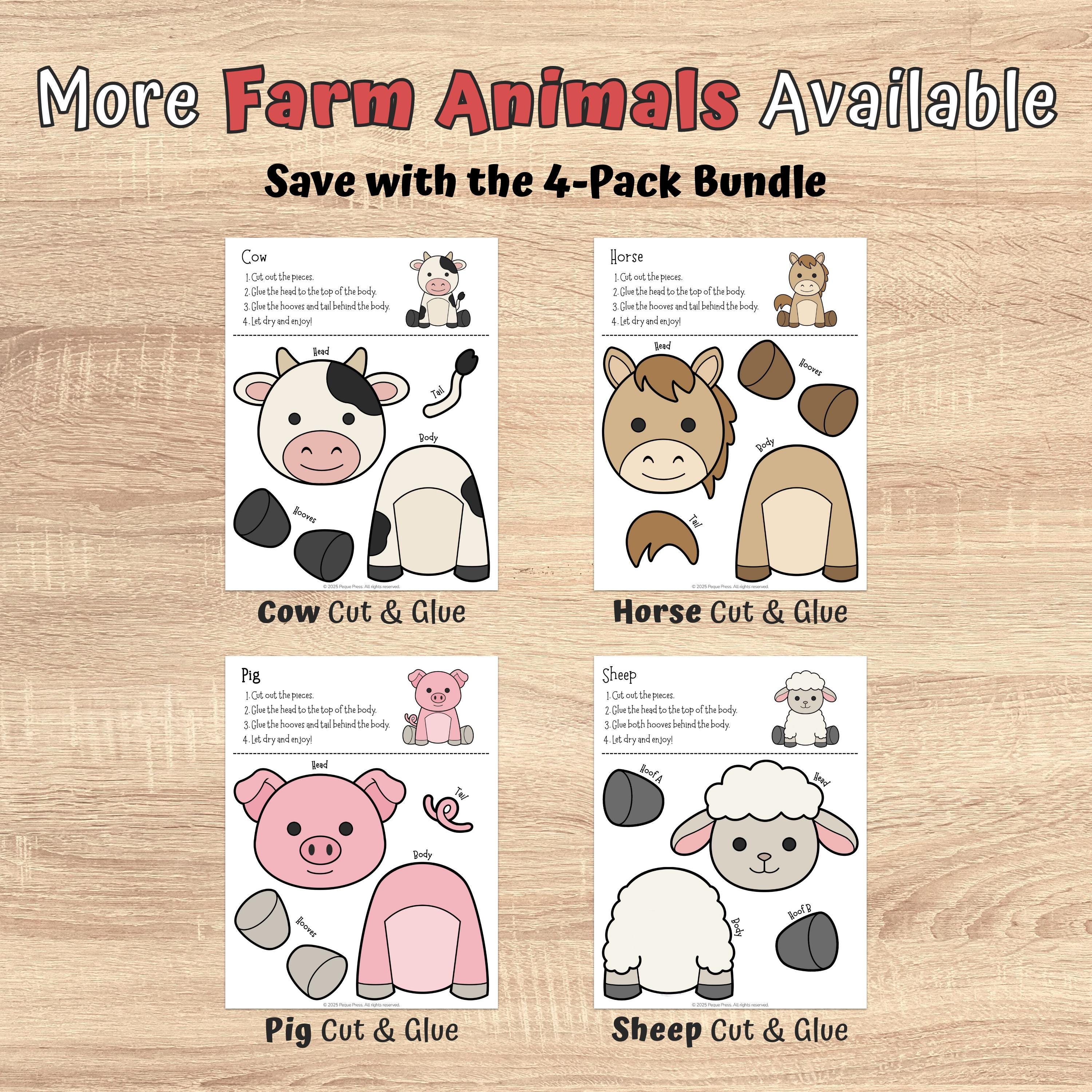 Cow Cut & Glue Craft | Printable Color and Assemble Animal Activity for ...