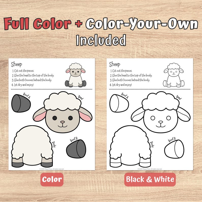Sheep Cut and Glue Craft | Printable Color & Assemble Animal Activity ...
