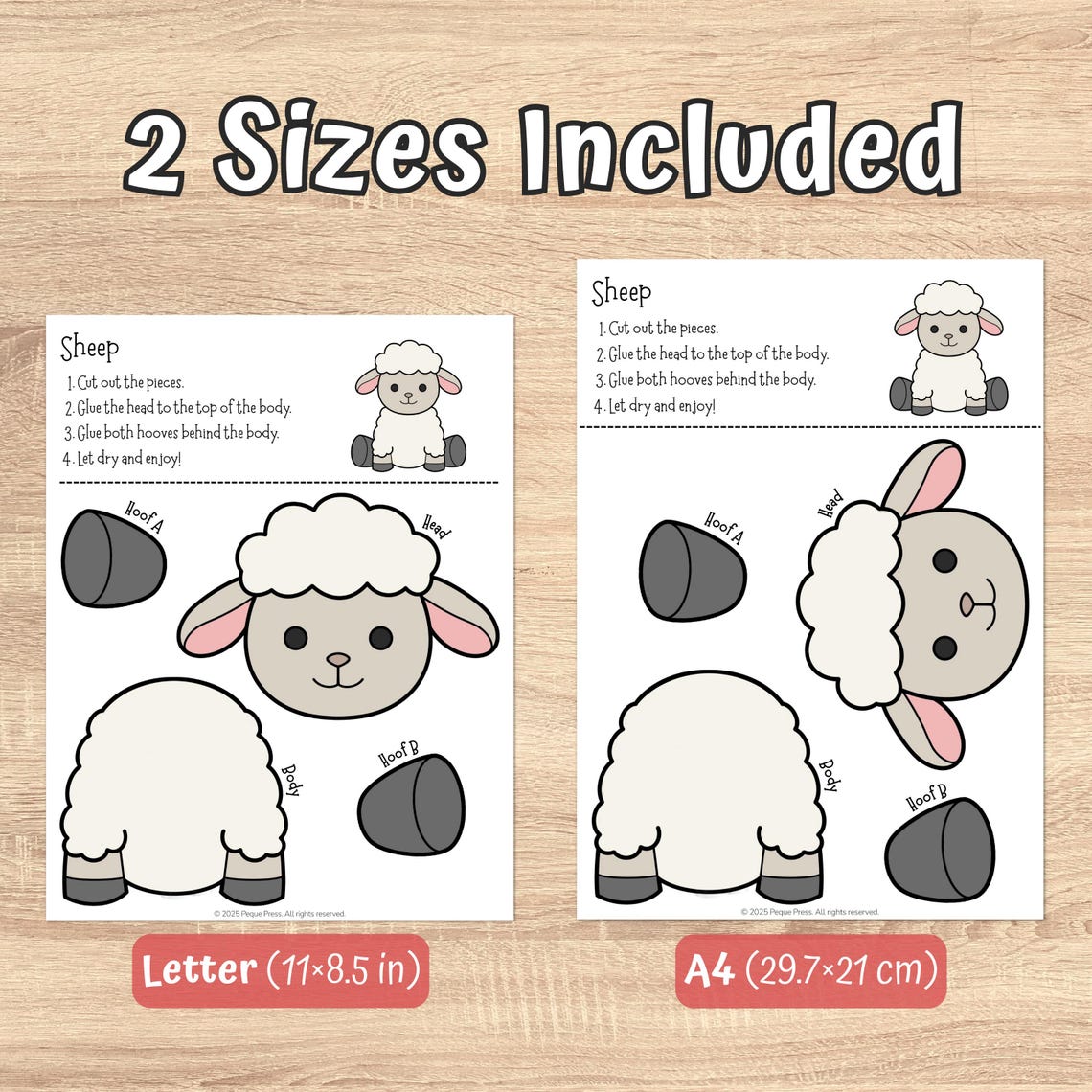 Sheep Cut and Glue Craft | Printable Color & Assemble Animal Activity ...