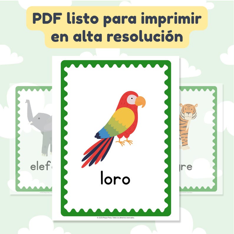 Spanish Jungle Animals Flashcards: Animales De La Selva (printable PDF ...