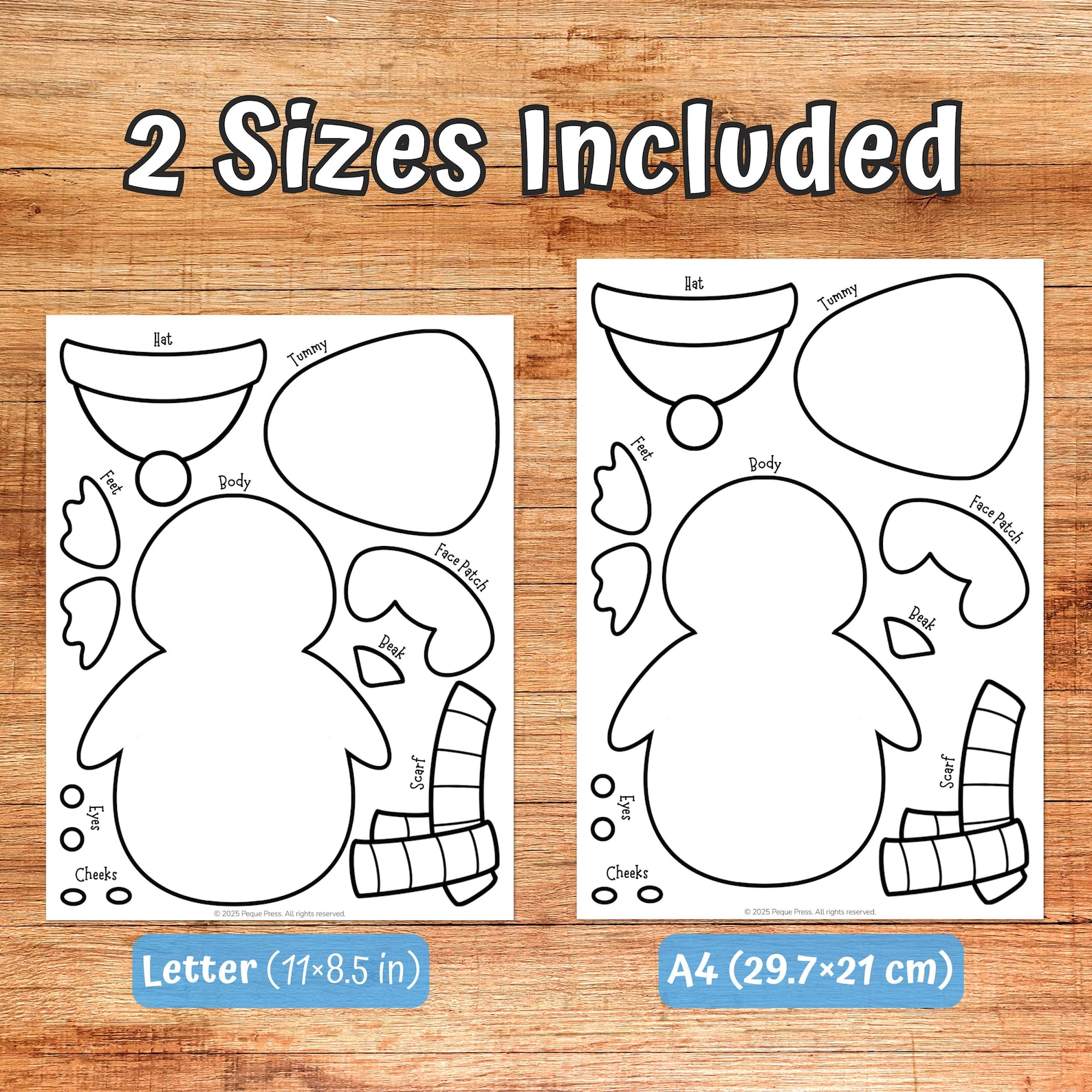 Penguin Cut and Glue Craft | Printable Color & Assemble Winter Activity ...