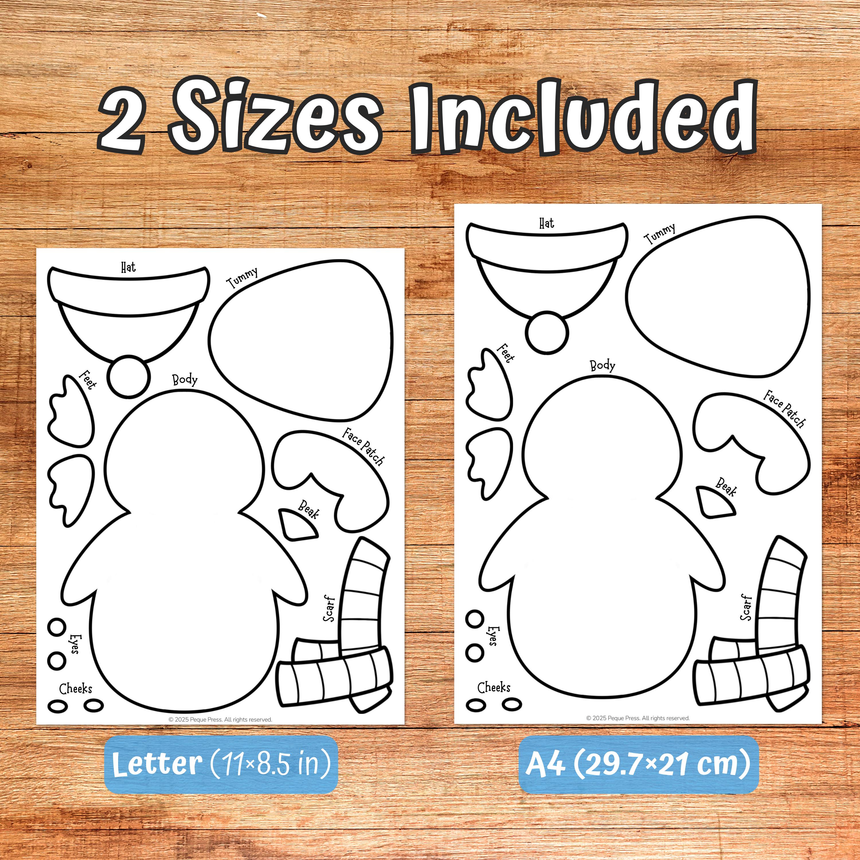 Penguin Cut and Glue Craft | Printable Color & Assemble Winter Activity ...