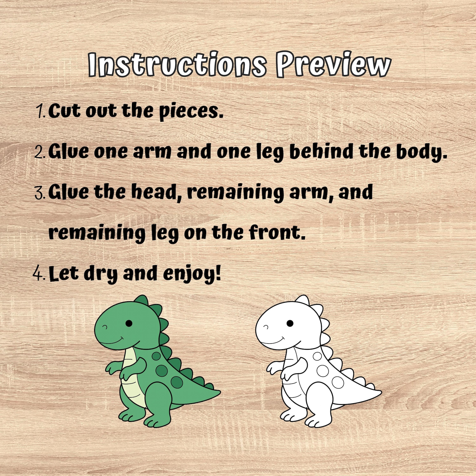 Dinosaur Cut and Glue Craft | Printable Color & Assemble Animal ...