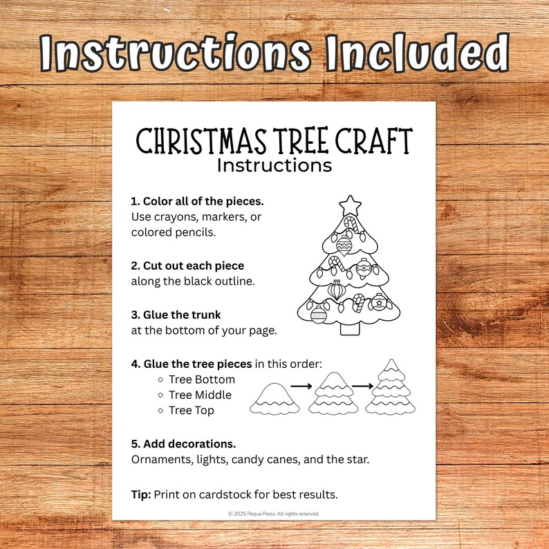 Christmas Tree Cut & Glue Craft | Printable Color and Assemble Activity ...
