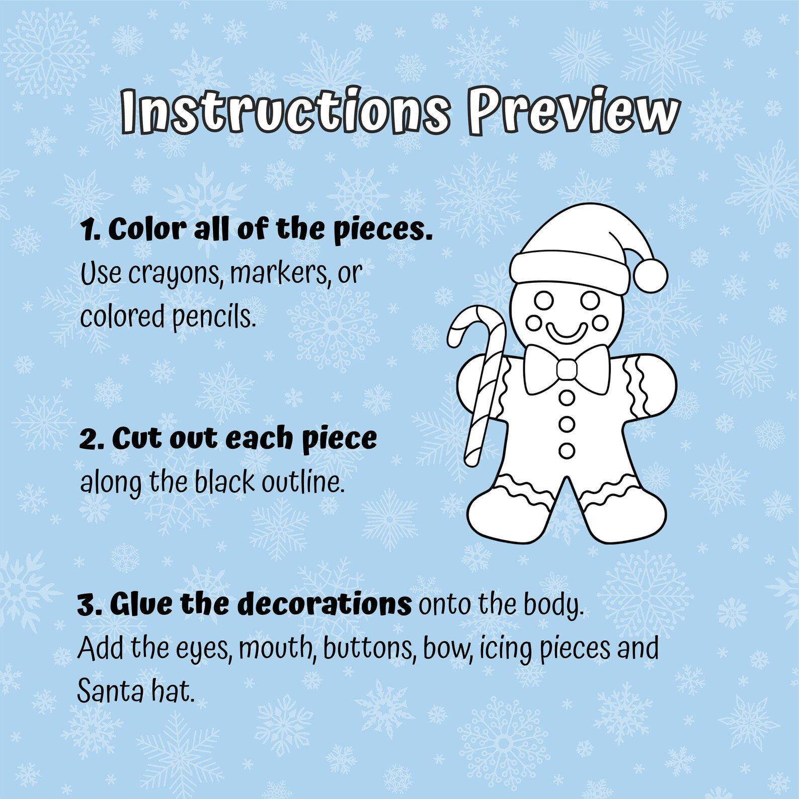 Gingerbread Man Cut & Glue Craft | Printable Color and Assemble ...