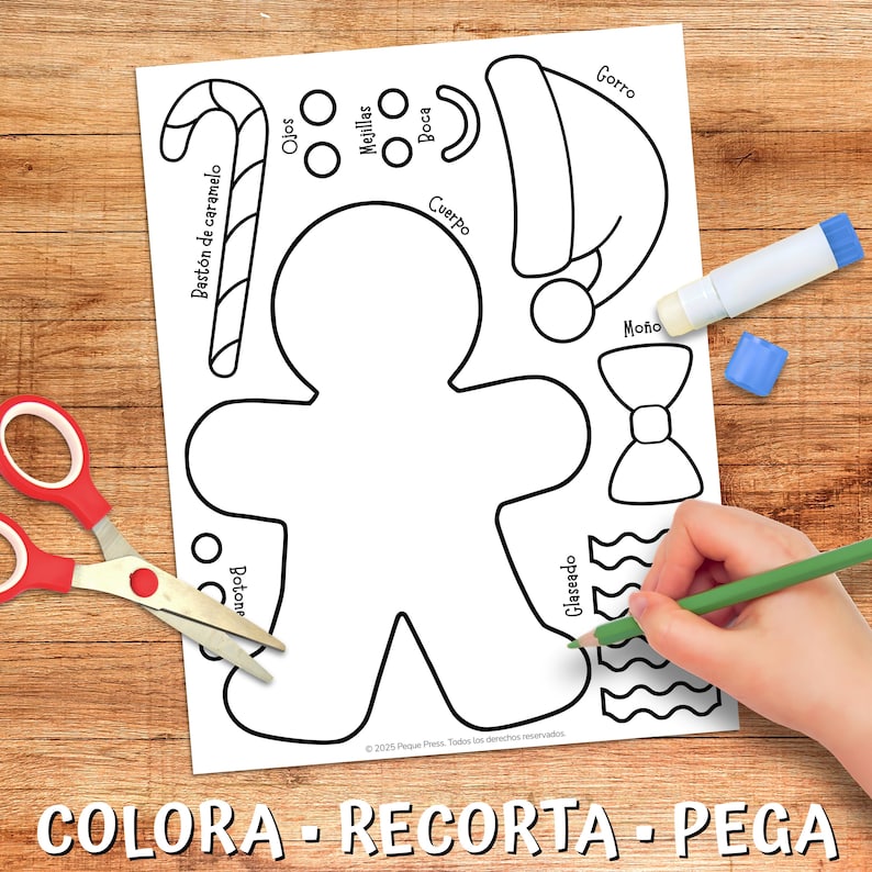 Spanish Gingerbread Man Cut & Glue Craft | Printable Color and Assemble ...