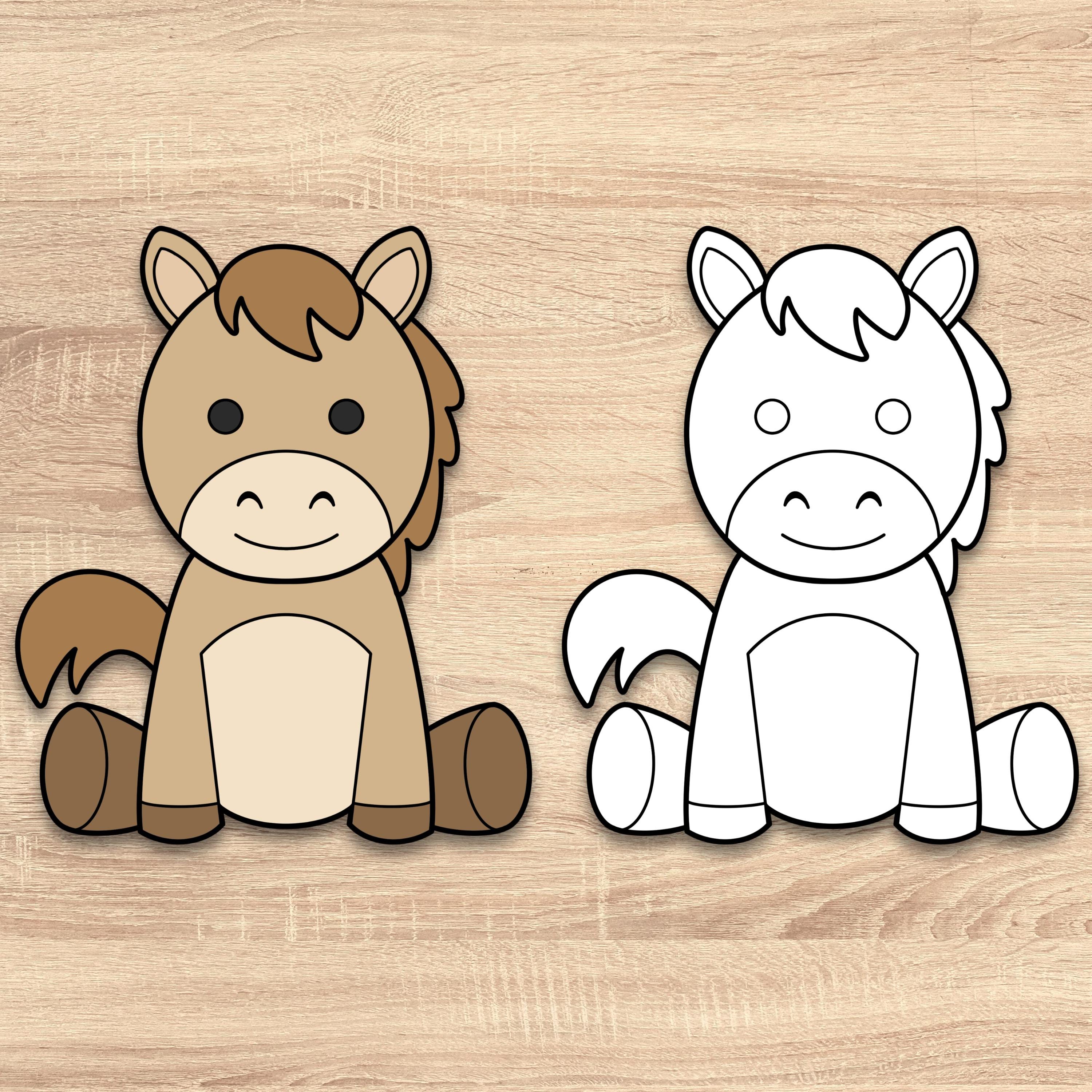 Horse Cut and Glue Craft | Printable Color & Assemble Animal Activity ...