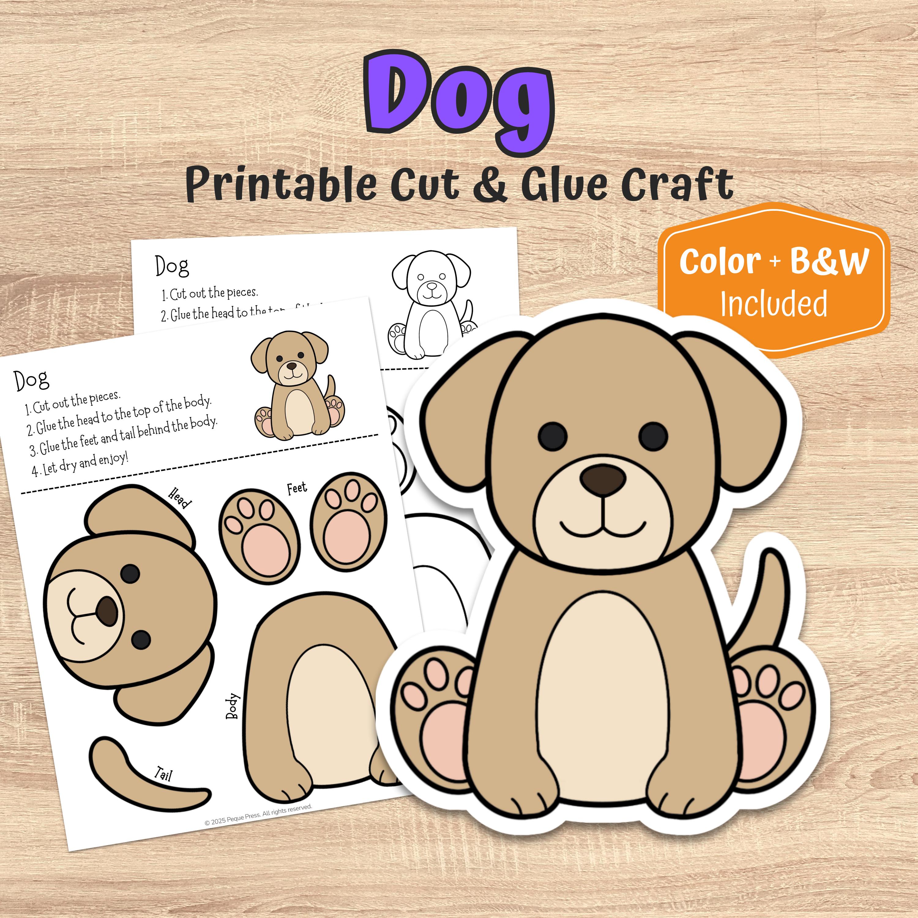 Dog Cut and Glue Craft | Printable Color & Assemble Animal Activity for ...