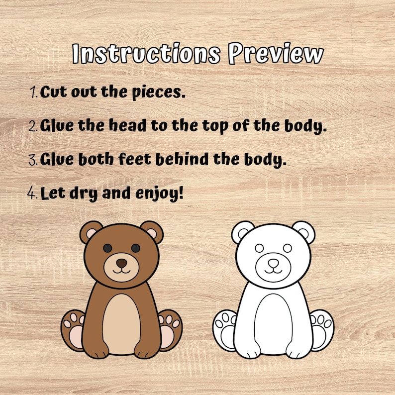 Bear Cut and Glue Craft | Printable Color & Assemble Animal Activity ...