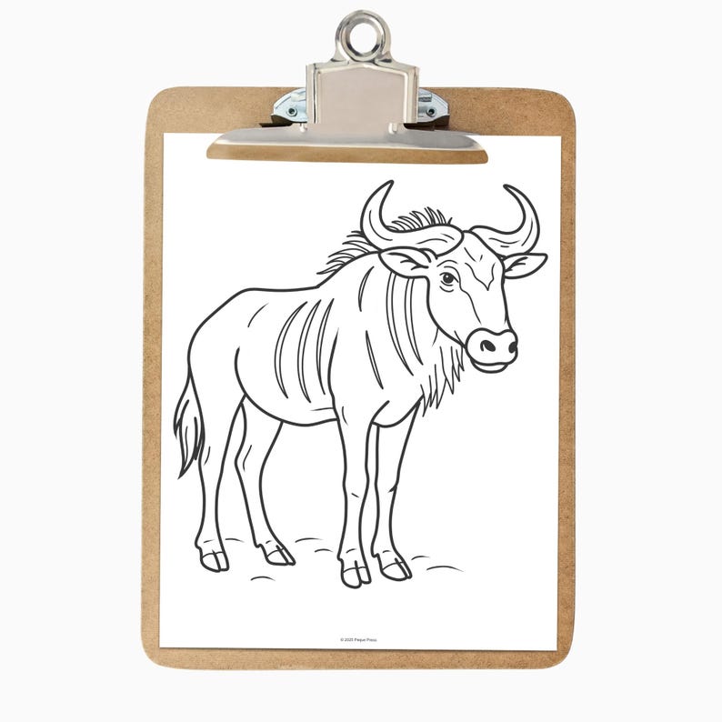 Wildebeest Coloring Page | Printable Wildlife Animal Sheet (PDF ...