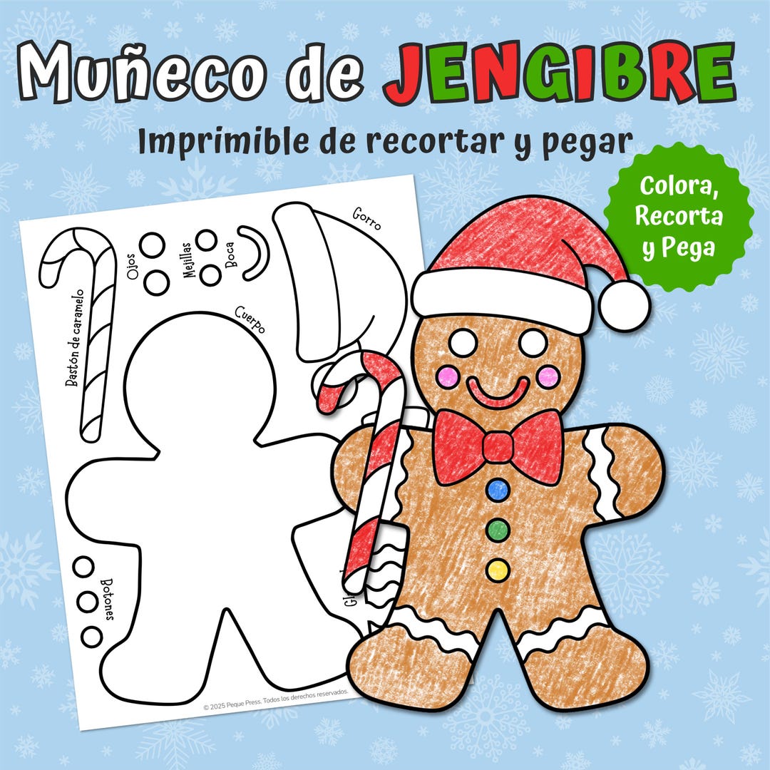 Spanish Gingerbread Man Cut & Glue Craft | Printable Color and Assemble ...