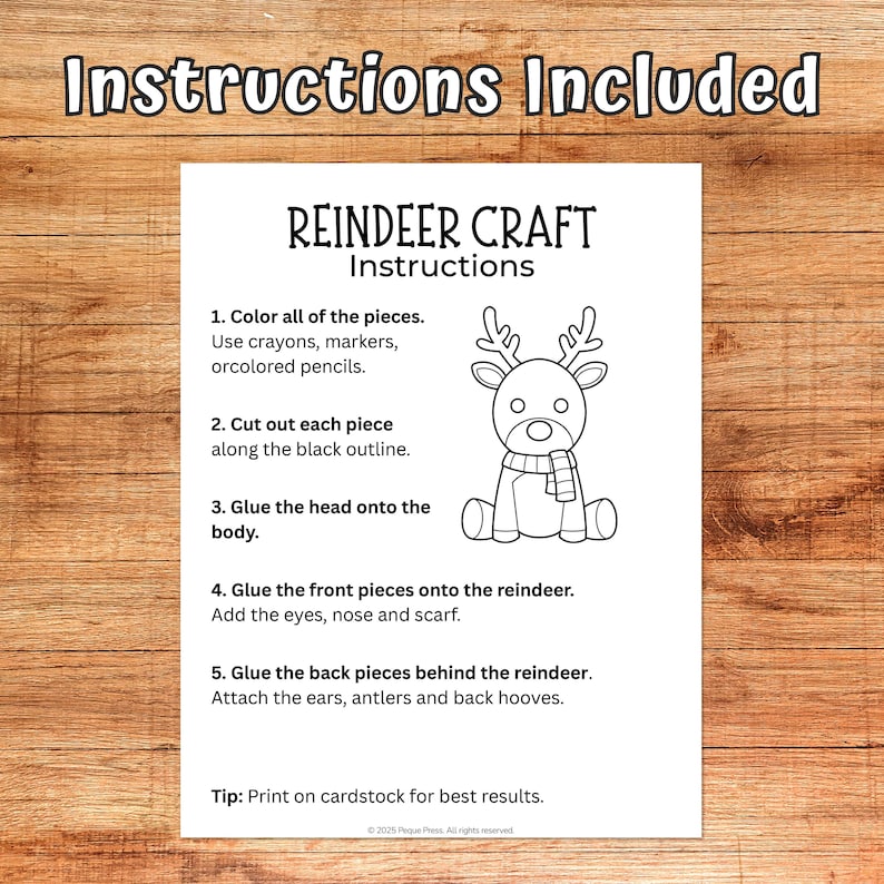 Reindeer Cut & Glue Craft | Printable Color and Assemble Christmas ...